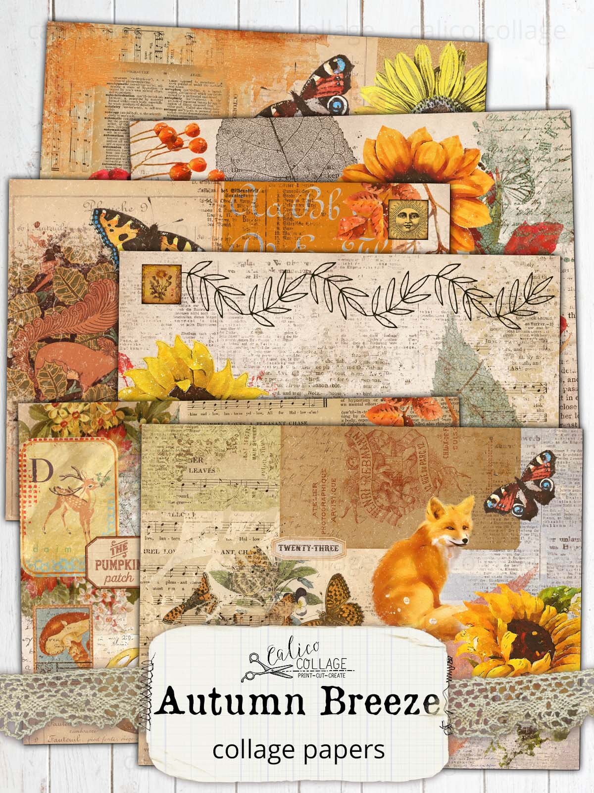Autumn Collage Paper, Junk Journal Digital Paper Kit, Printable ...