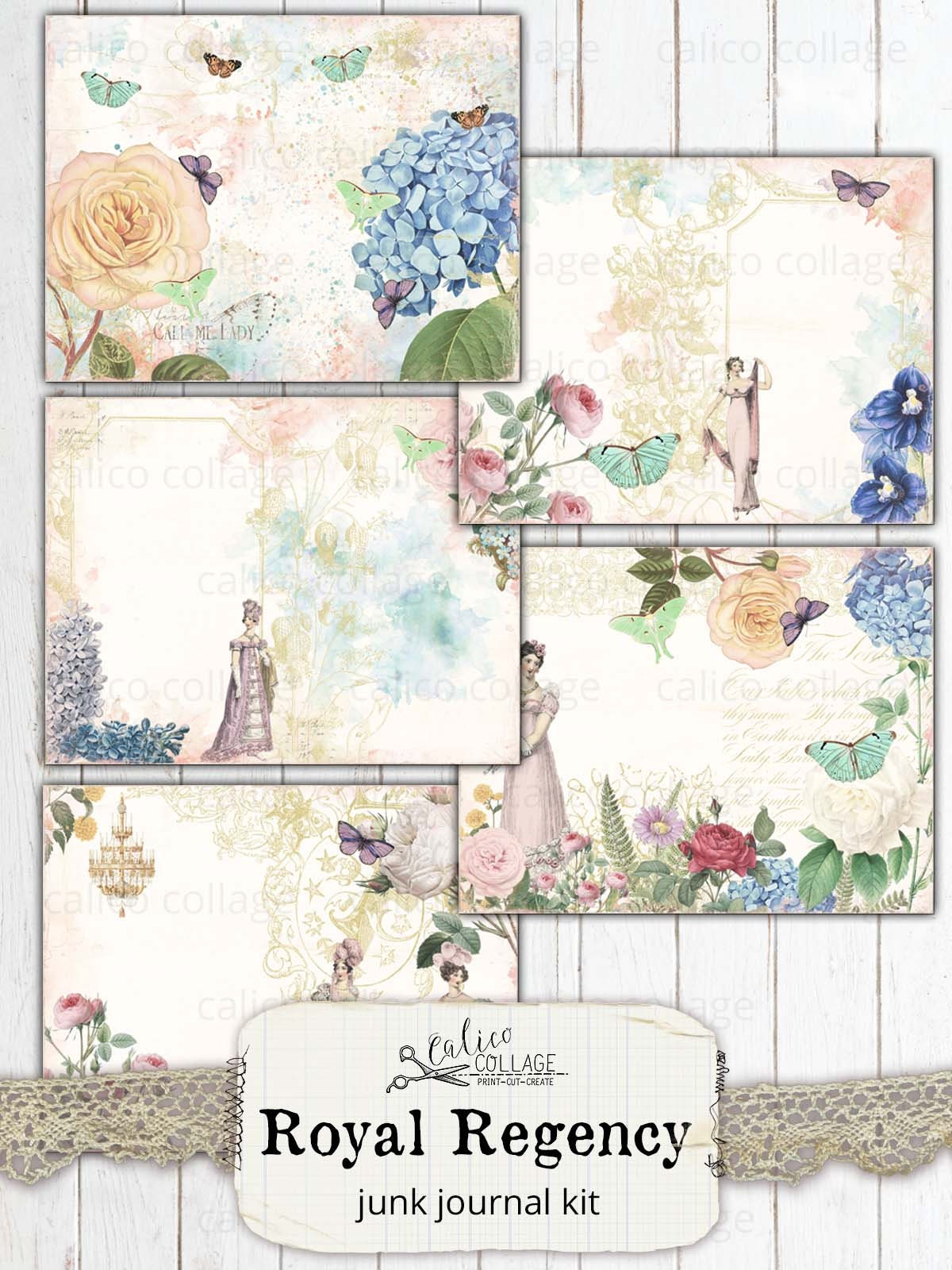 Royal Regency Junk Journal Kit, Regency Fashion Ephemera, Floral ...