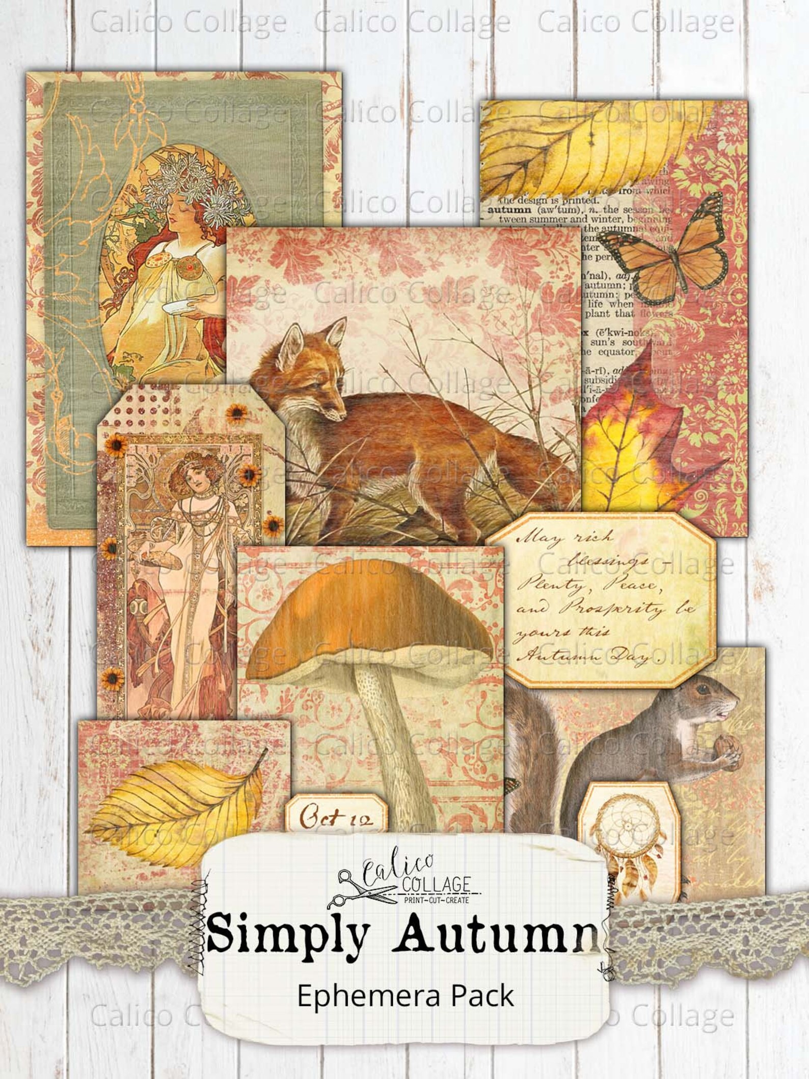 Simply Autumn Ephemera, Fall Digital Junk Journal Supplies, Ephemera ...