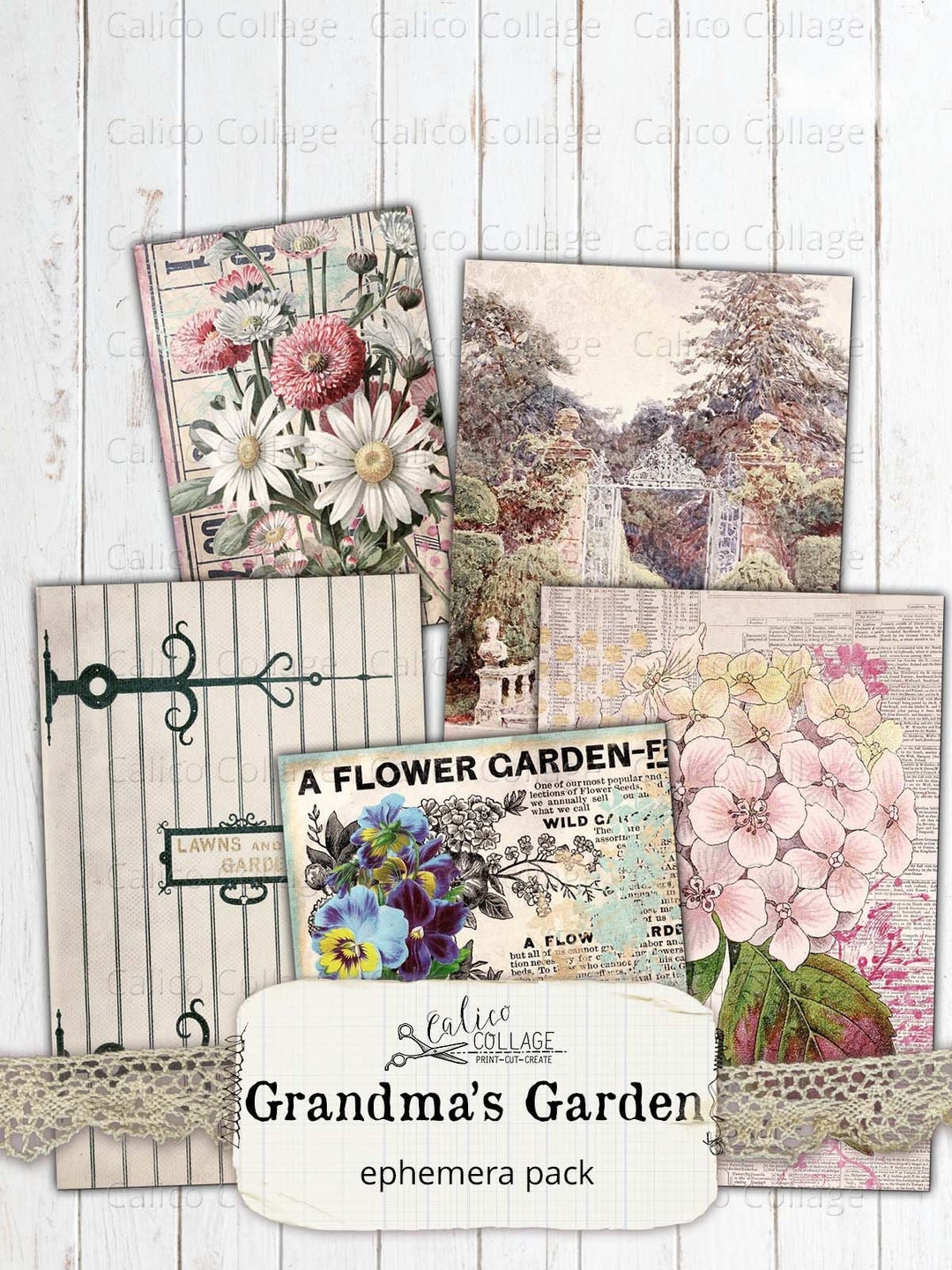 Garden Ephemera Pack, Vintage Botanical Printable, Junk Journal Kit ...