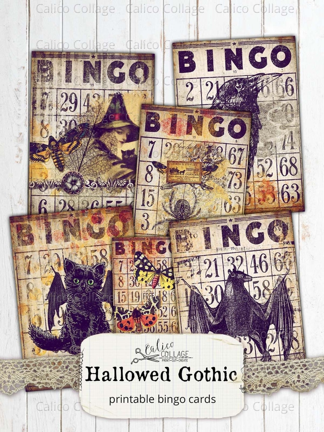 Printable Halloween Bingo Cards, Junk Journal Ephemera Pack, Scrapbook ...