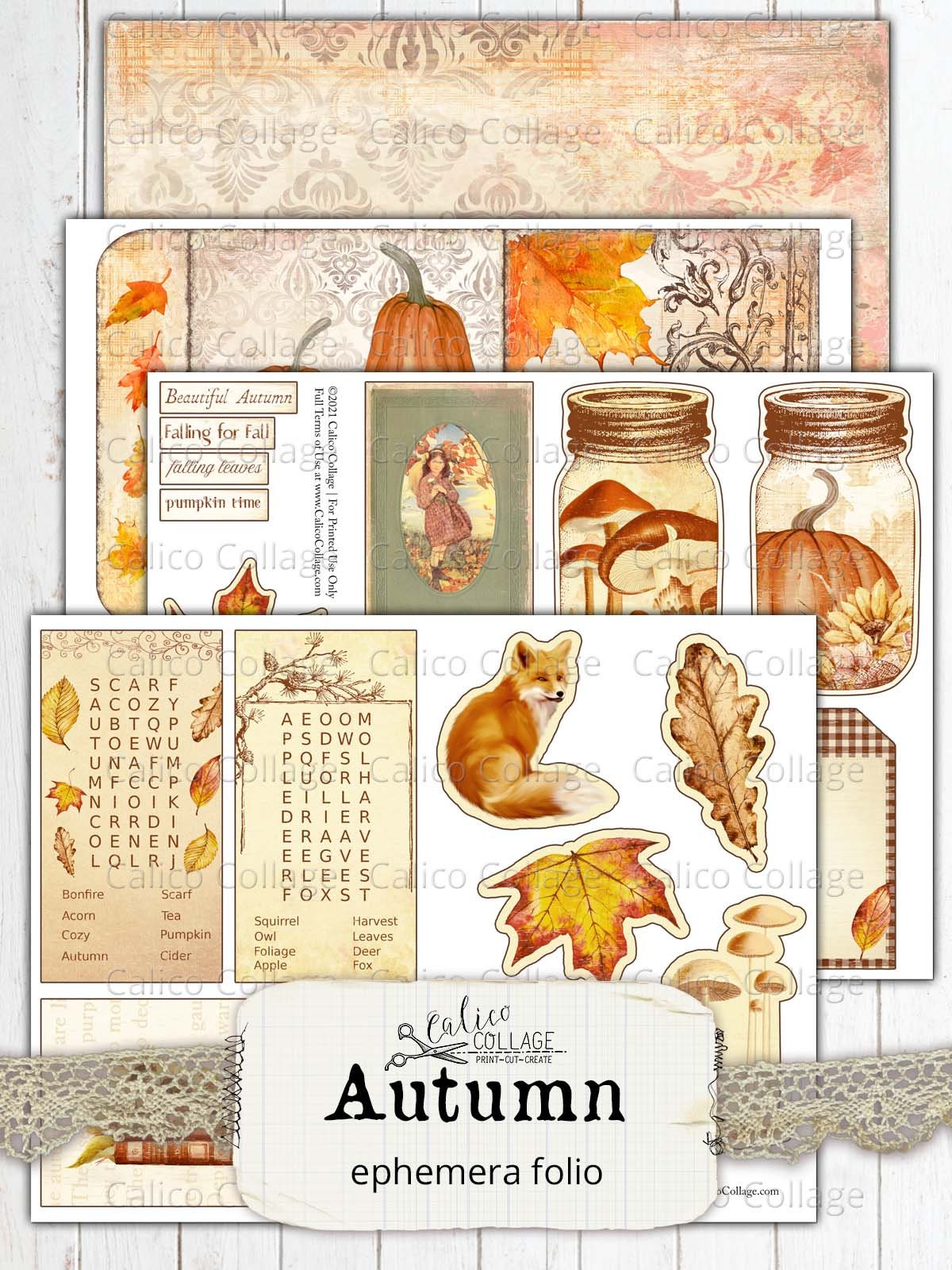 Autumn Ephemera Junk Journal Folio Ephemera Holder Ephemera - Etsy