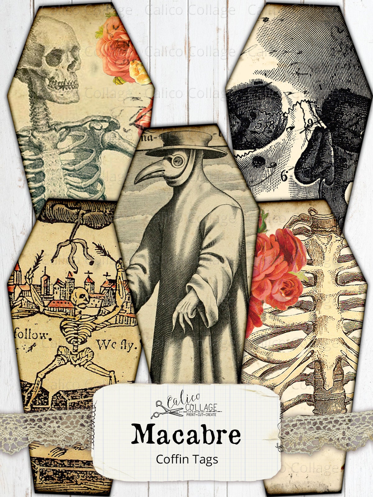Macabre Coffin Tags Printable Junk Journal Tags Ephemera - Etsy