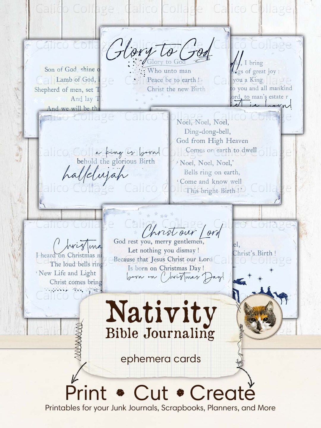 Winter Nativity Ephemera, Bible Journaling, Christmas Junk Journal ...
