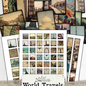 Printable Vintage World Travels Ephemera Pack, Small Digital Ephemera ...