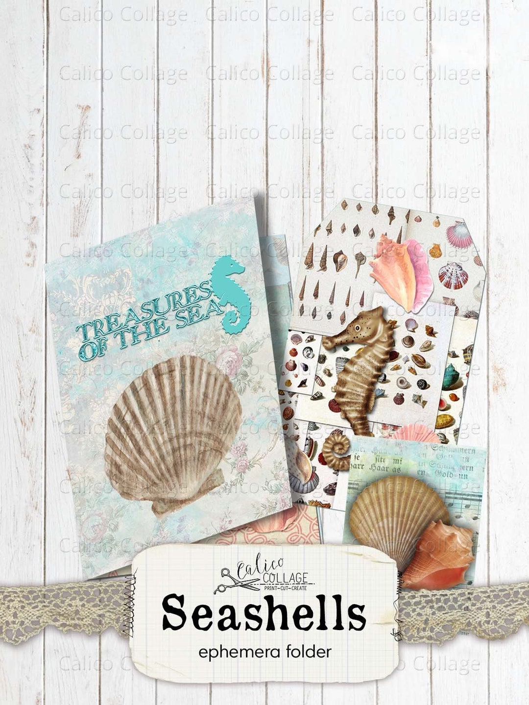 Beach Ephemera Folder, Printable Nautical Ephemera Folio, Ocean Junk ...