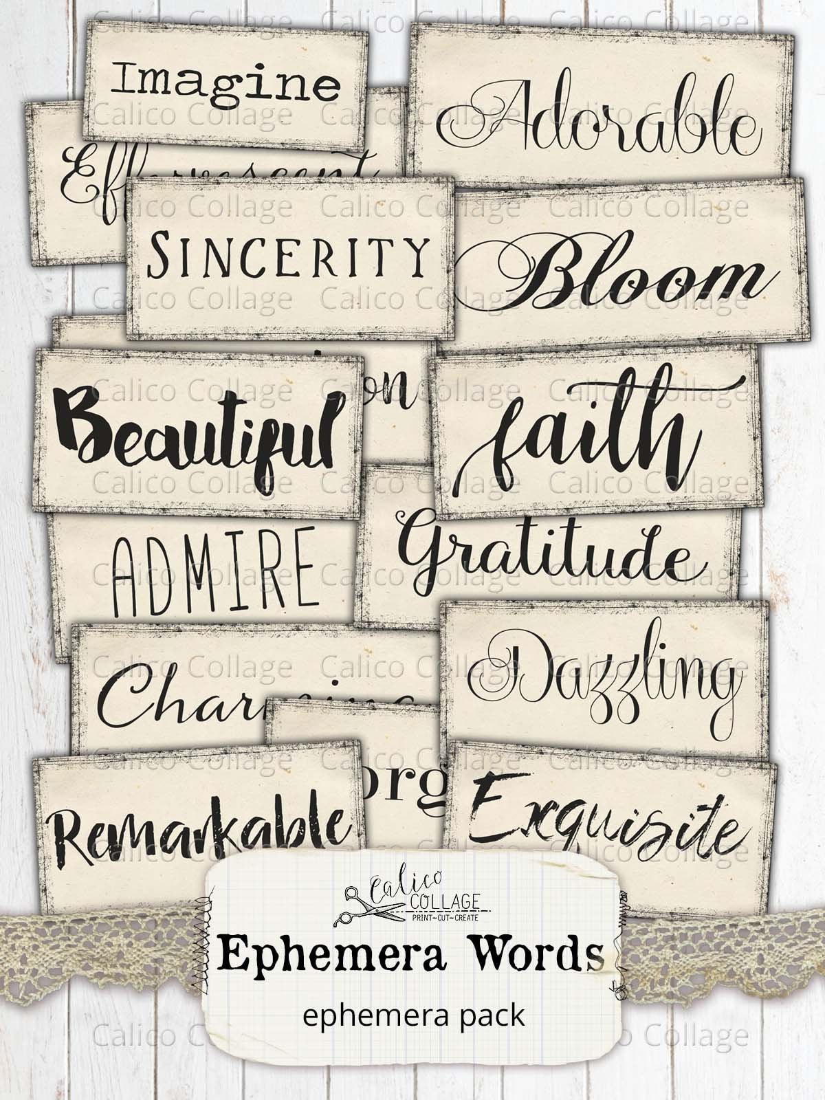 Printable Ephemera Words Junk Journal Supplies Scrapbook - Etsy