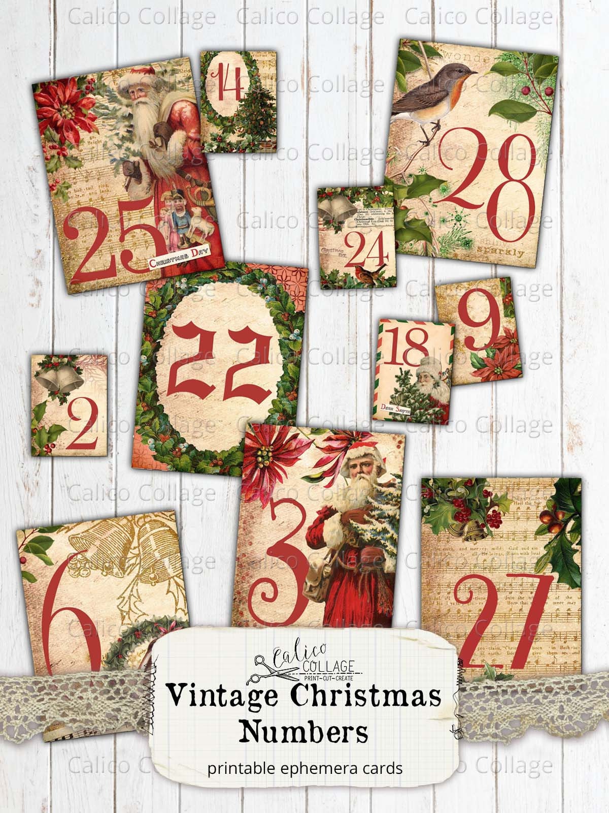 Christmas Numbers Printable Ephemera Pack Junk Journal - Etsy