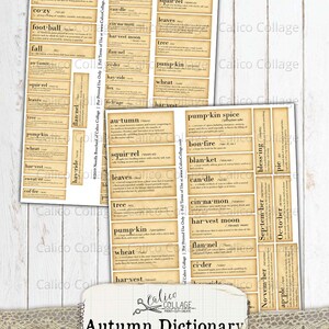 Autumn Dictionary Ephemera Words, Fall Definition Printables, Junk ...