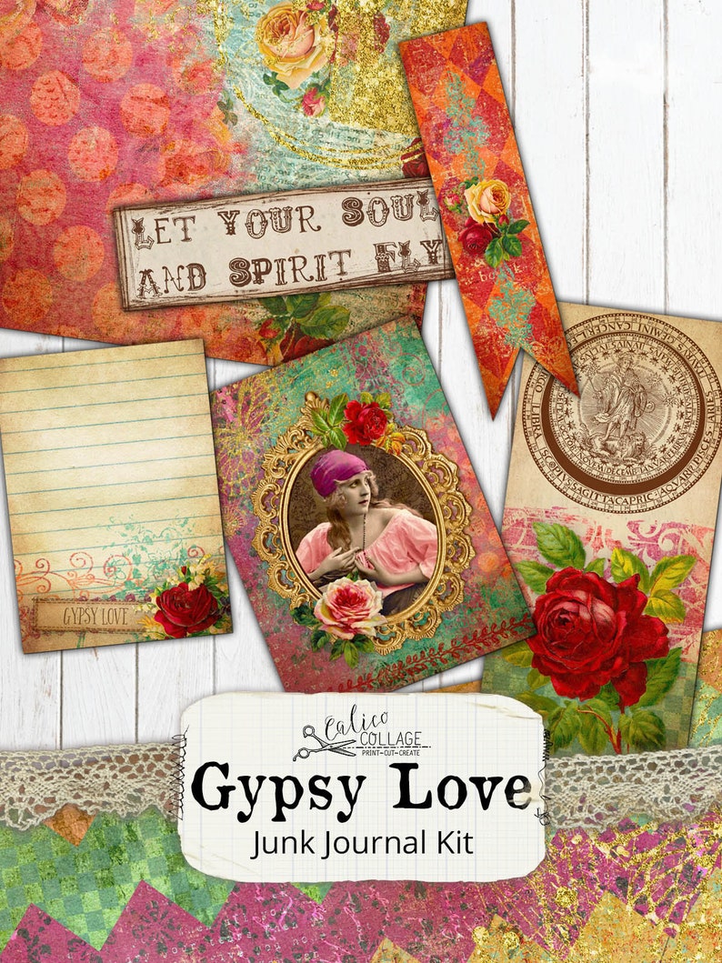 Junk Journal Kit Gypsy Love Printable Boho Journal Ephemera - Etsy