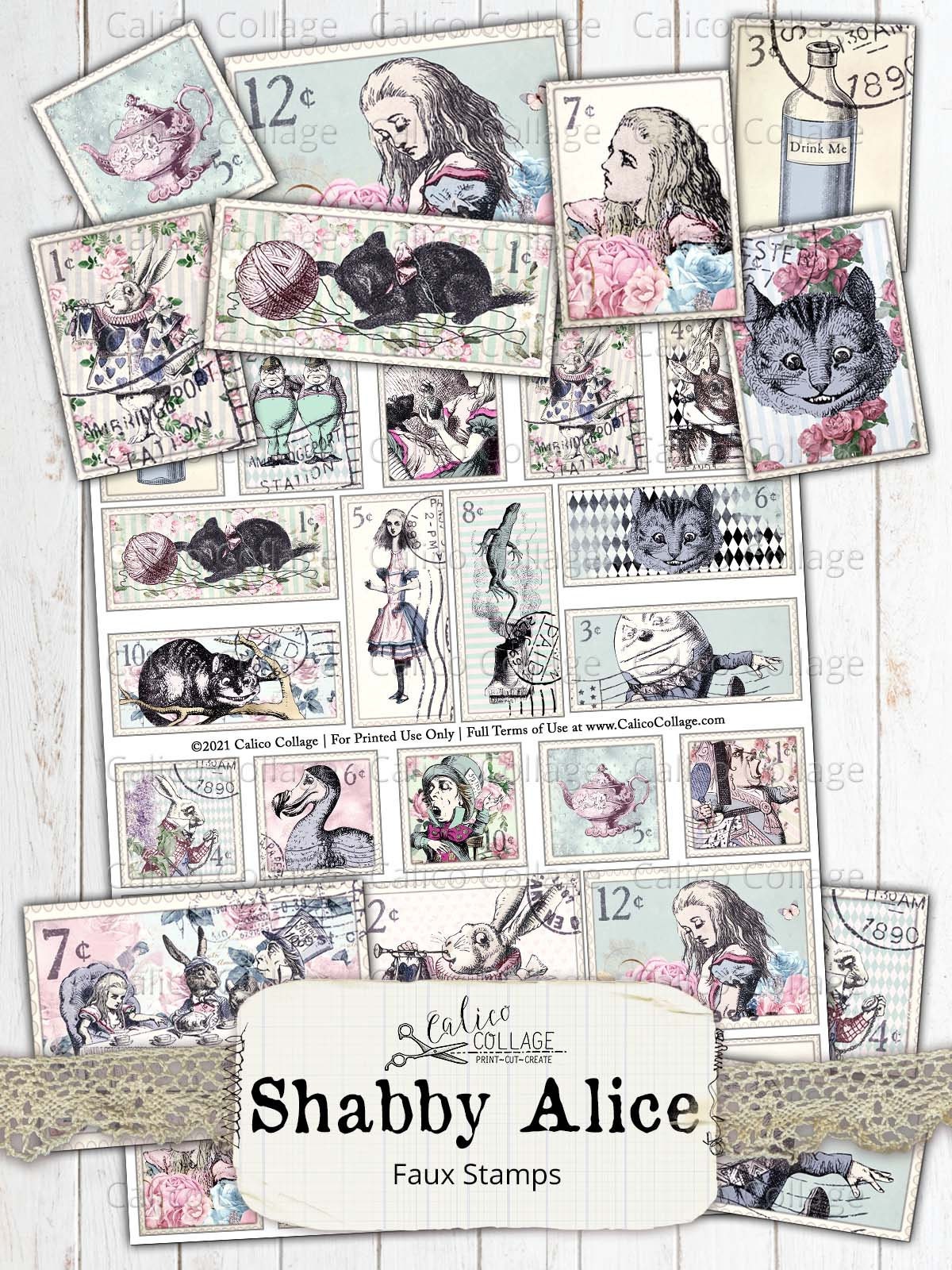 Alice in Wonderland Printable Stamps John Tenniel Ephemera, Junk ...