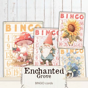 Bingo Cards Junk Journal Printable, Gnome Ephemera Cards, Digital ...
