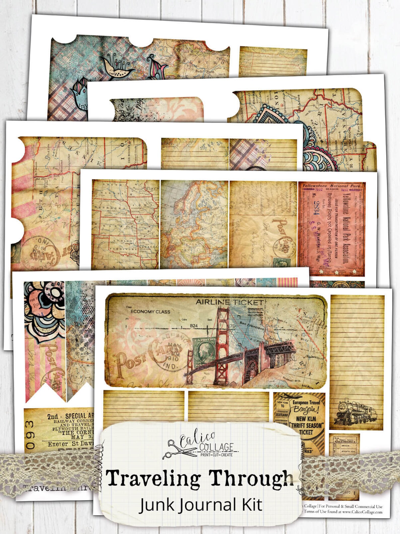 Traveling Through Junk Journal Kit Travel Ephemera Vintage - Etsy