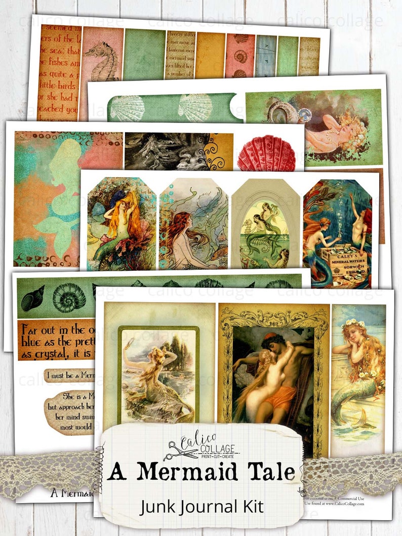 Mermaid Printable Junk Journal Kit, Bullet Journal Stationary ...