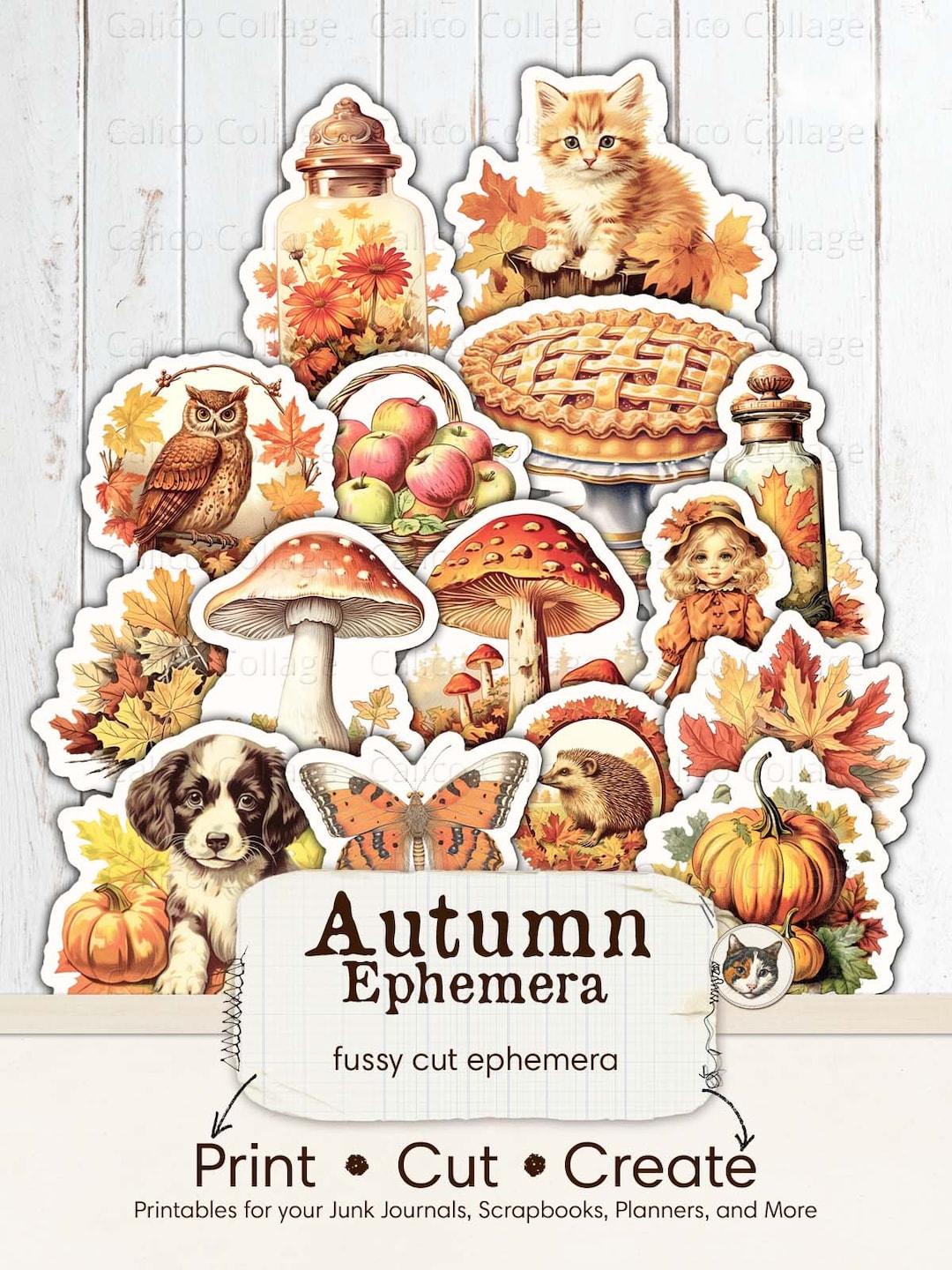 Autumn Ephemera for Junk Journals, Printable Fall Ephemera Pack ...