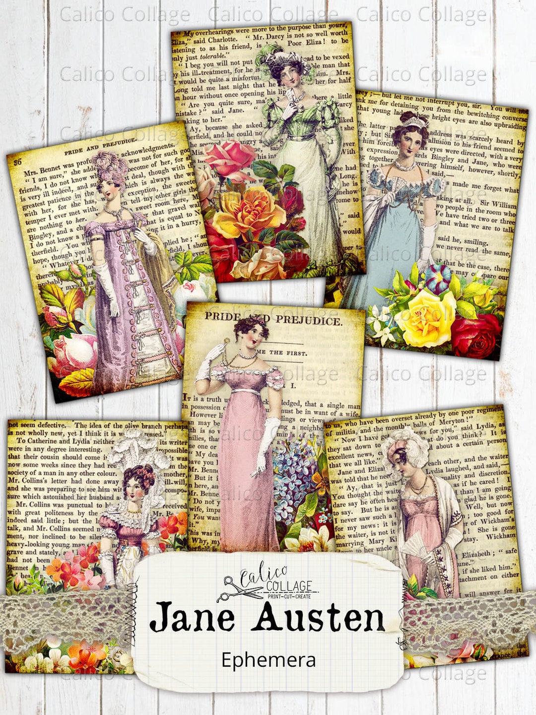 Jane Austen Printable Junk Journal Ephemera, Pride and Prejudice ...