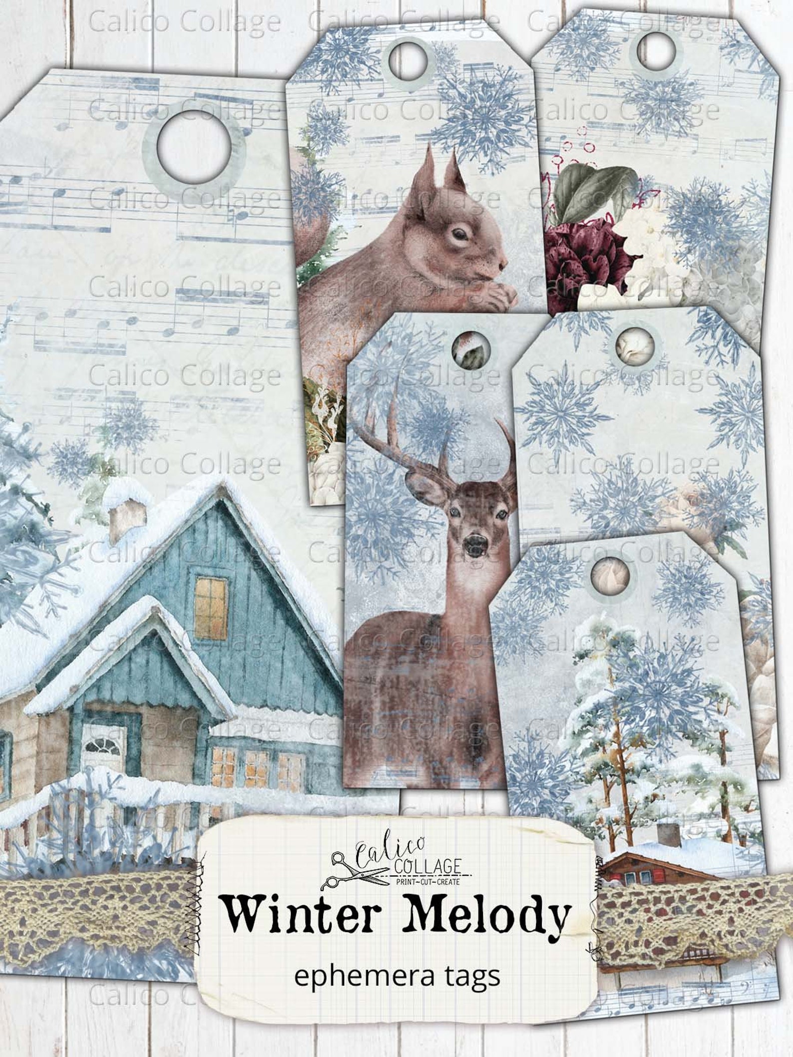 Printable Winter Ephemera Tags Winter Melody Ephemera Pack - Etsy