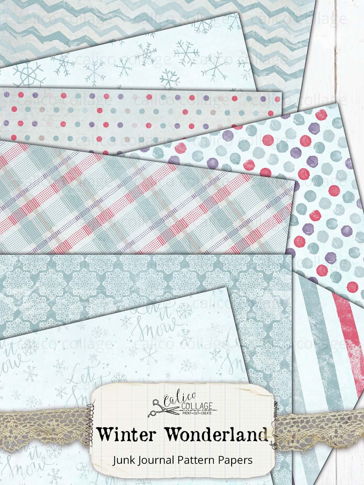 Winter Wonderland Digital Papers Junk Journal Printable - Etsy