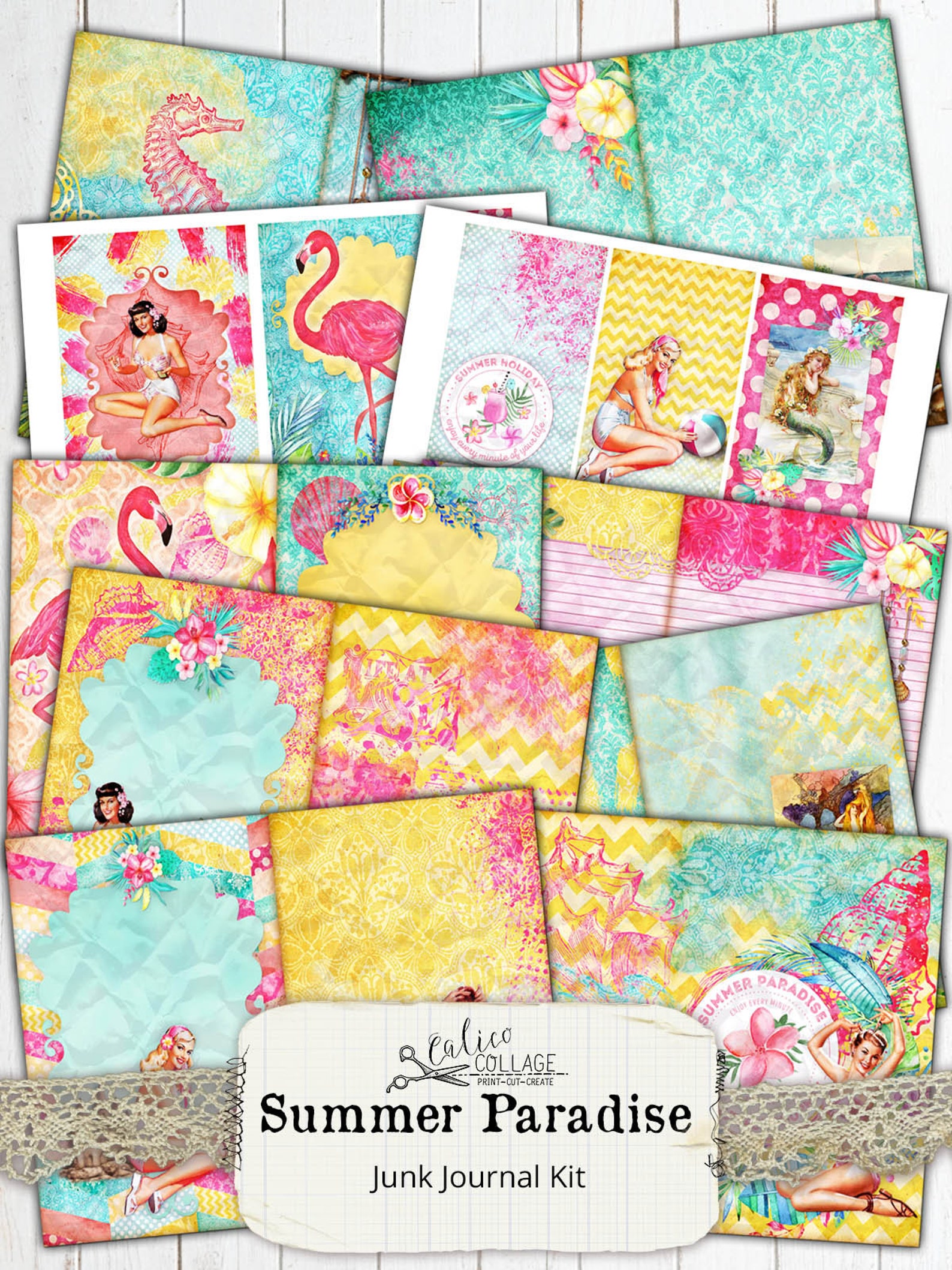 Printable Junk Journal Kit, Summer Ephemera Pack, Vintage Bullet ...