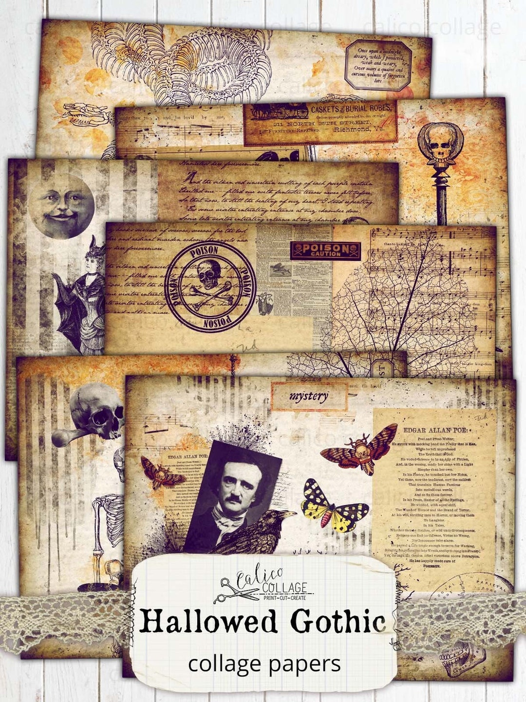 Halloween Junk Journal Printable, Halloween Digital Paper, Gothic ...