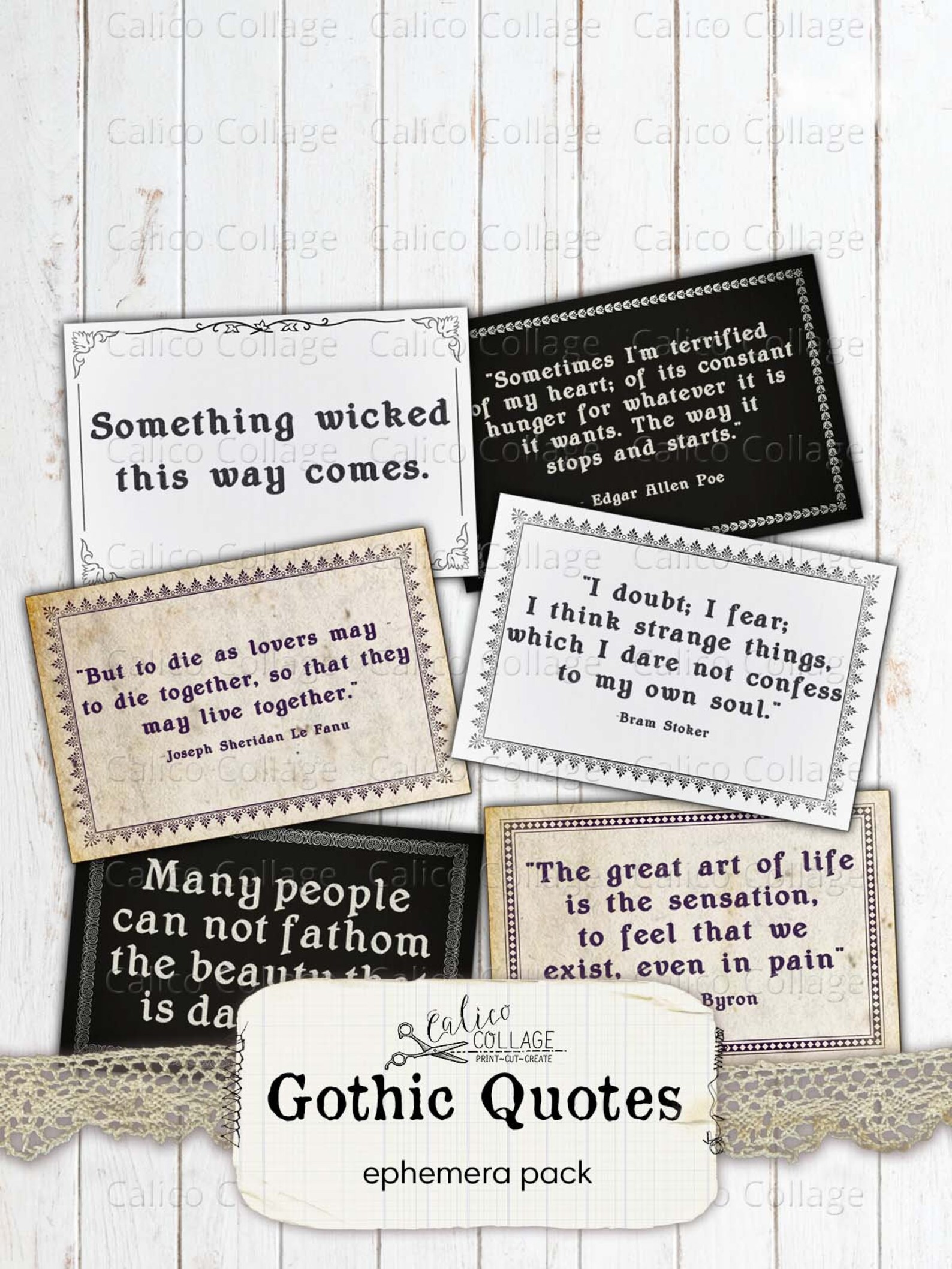 Gothic Quotes Junk Journal Printable, Vintage Halloween Words, Junk ...
