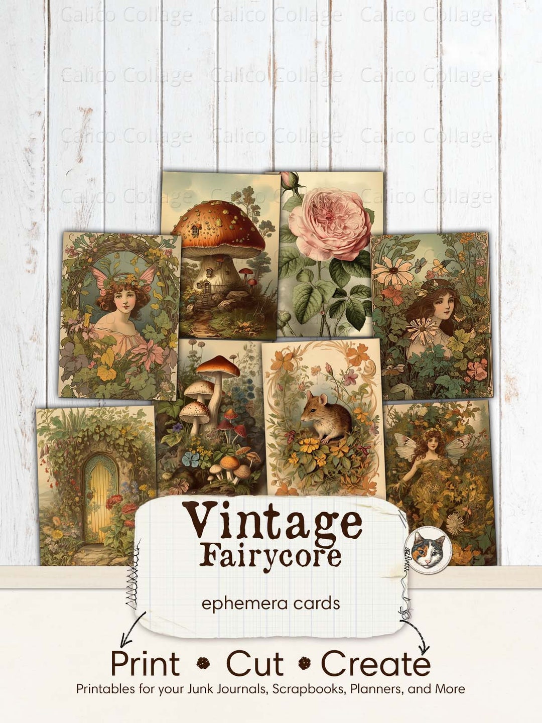 Fairycore Ephemera for Junk Journals, Printable Fairy Ephemera Cards ...