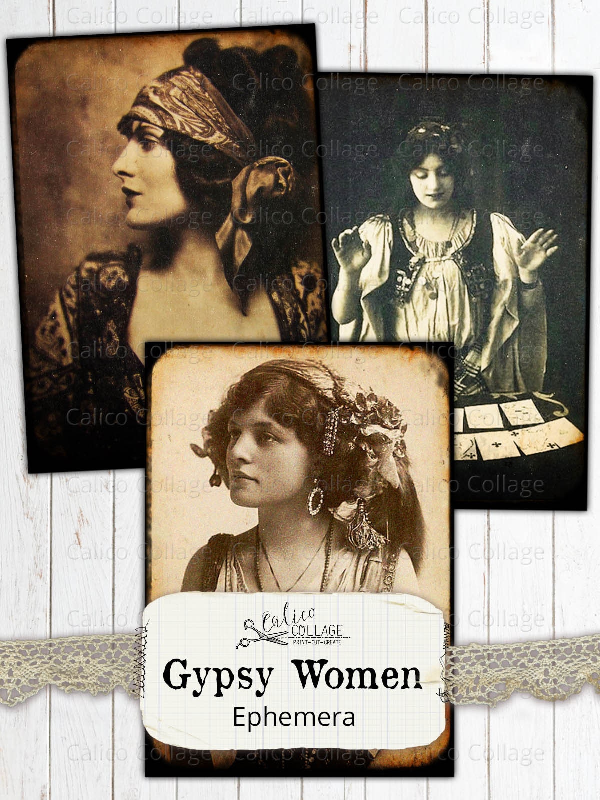 Printable Gypsy Women Junk Journal Ephemera Pack, Halloween Ephemera ...