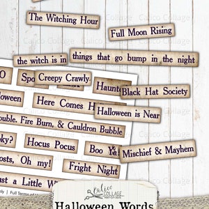 Printable Halloween Sayings, Mixed Media Words, Halloween Words Digital ...