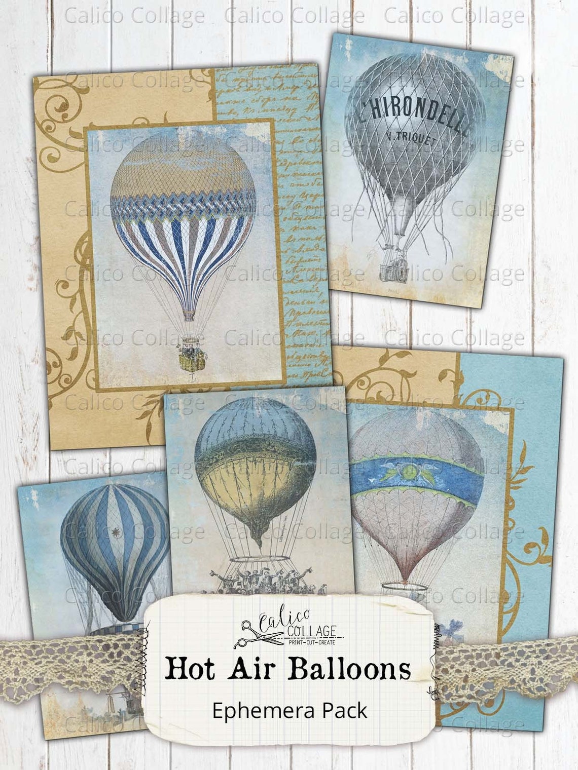 Hot Air Balloons Junk Journal Ephemera Pack Journal Supplies | Etsy