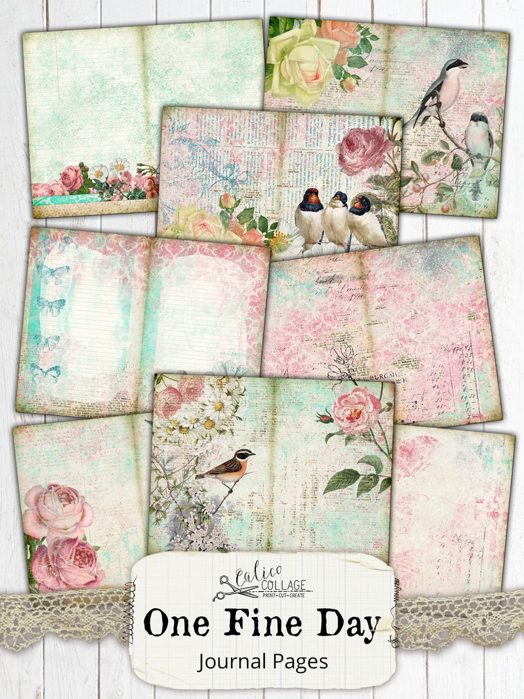 One Fine Day Printable Junk Journal Pages, Digital Papers, Ephemera ...