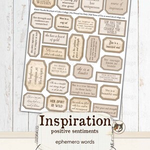 Inspirational Sentiments for Junk Journals, Printable Ephemera Words ...