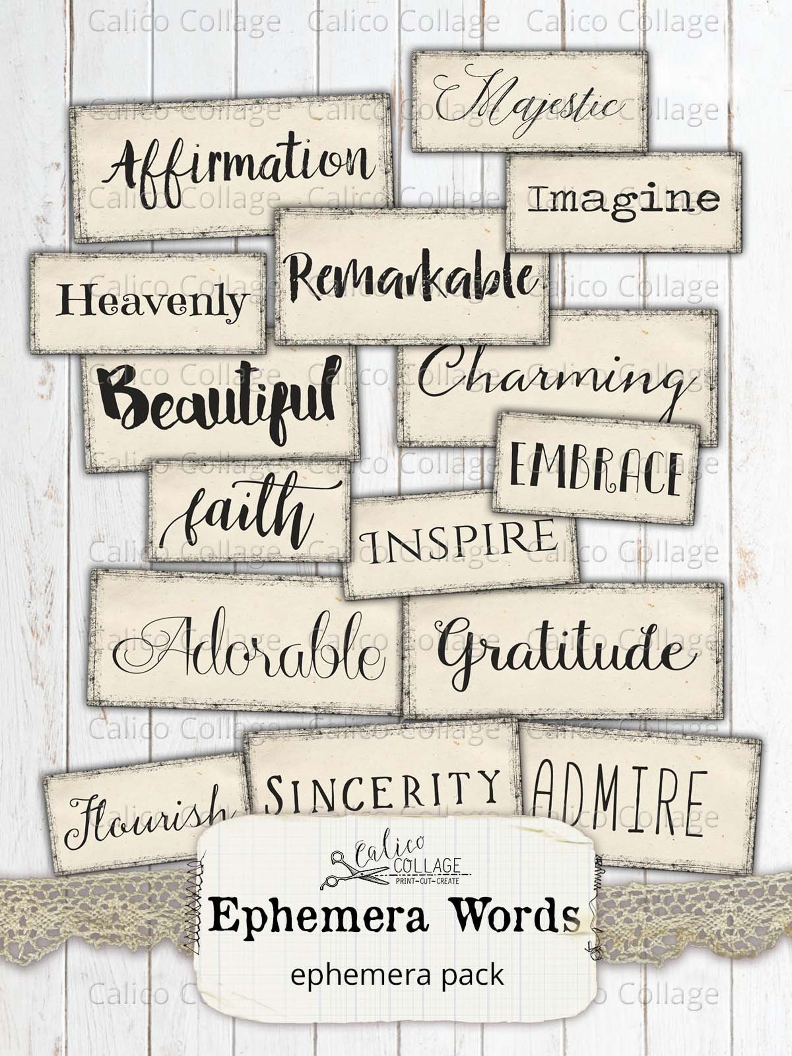 Printable Ephemera Words, Junk Journal Supplies, Scrapbook Ephemera ...