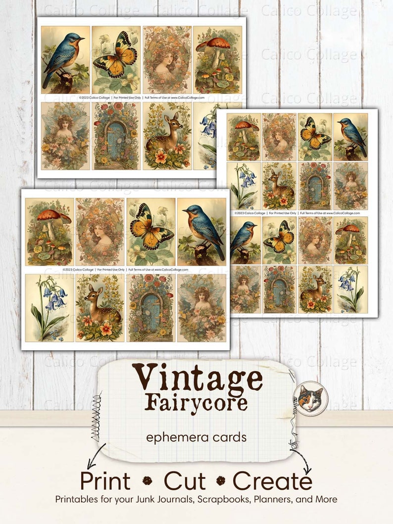 Fairy Ephemera for Junk Journals, Printable Fairycore Ephemera Cards ...