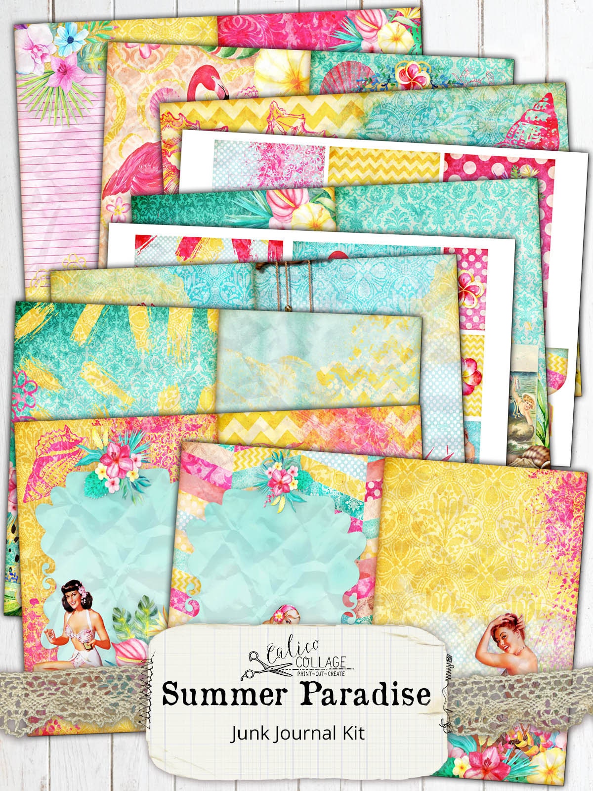 Printable Junk Journal Kit, Summer Ephemera Pack, Vintage Bullet ...