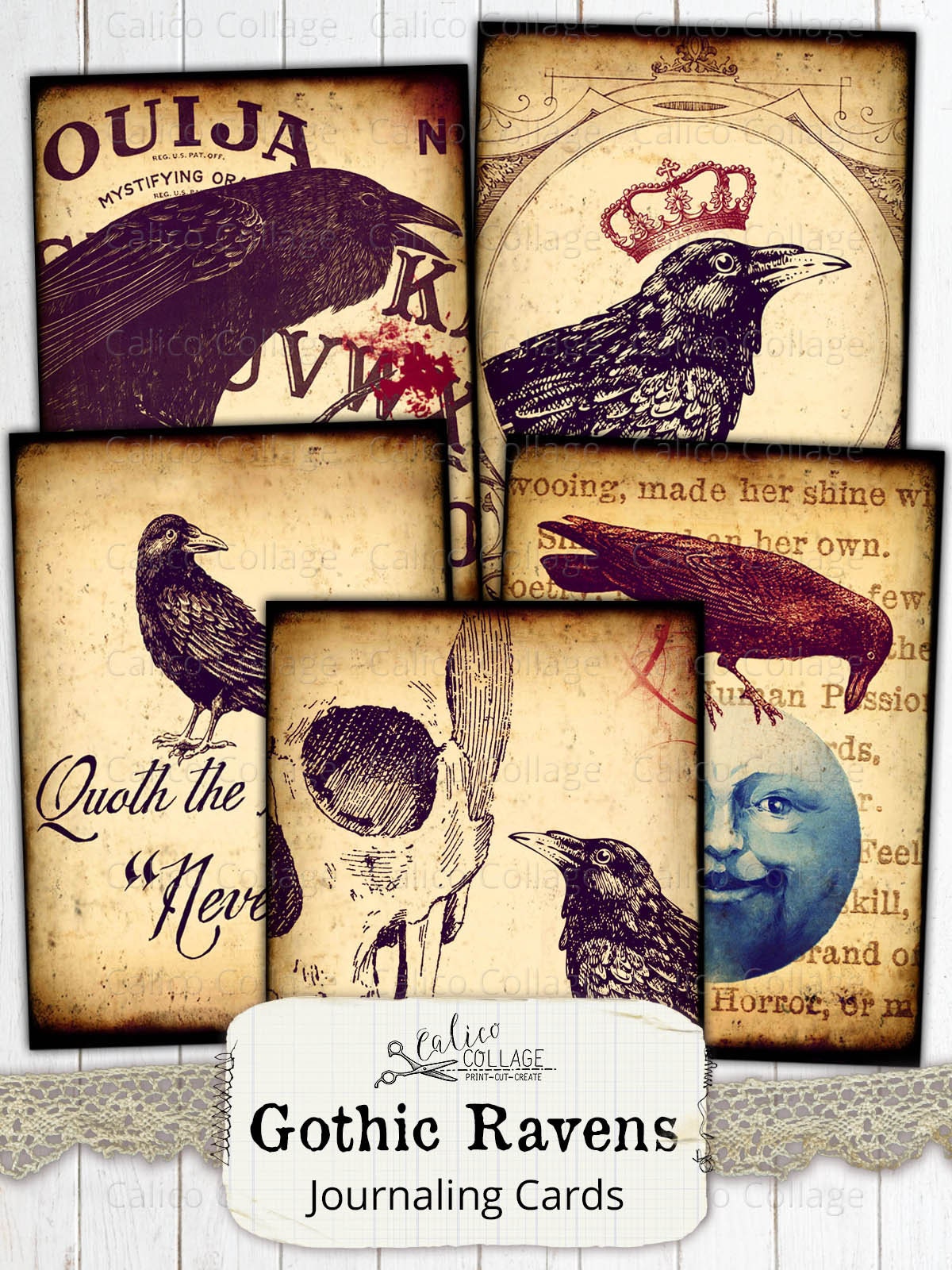 Halloween Ephemera Pack Gothic Raven Vintage Ephemera Vintage - Etsy