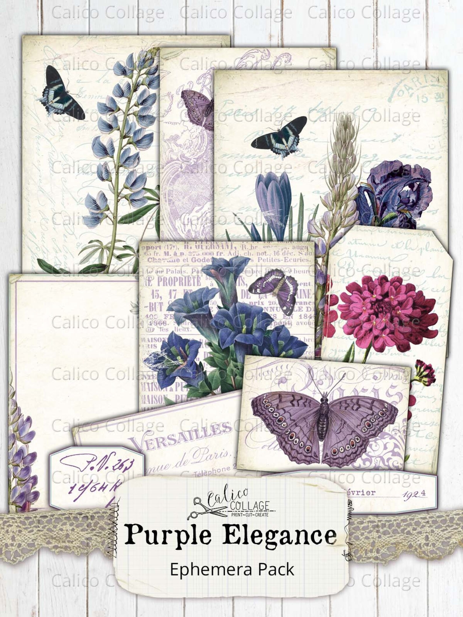 Printable Lavender Flower Ephemera Pack Vintage Junk Journal - Etsy