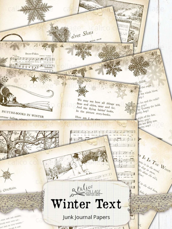 Printable Winter Book Pages Junk Journal Papers Journal - Etsy