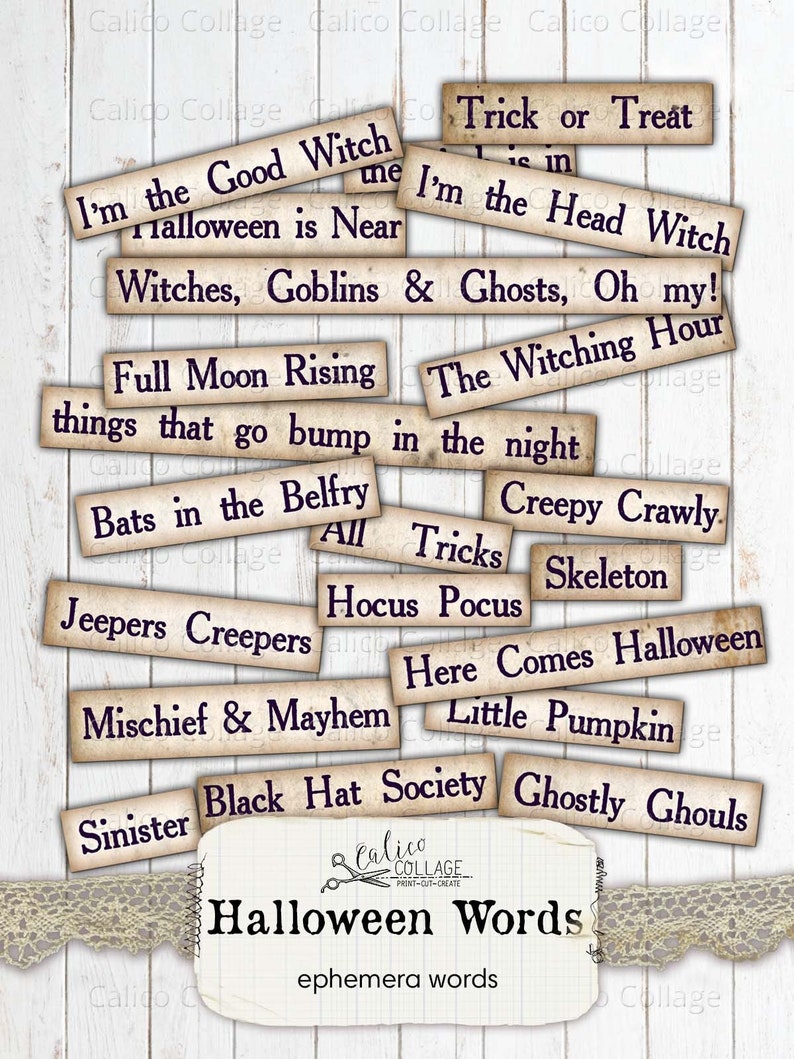 Printable Halloween Sayings Mixed Media Words Halloween - Etsy