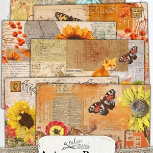 Autumn Collage Paper, Junk Journal Digital Paper Kit, Printable ...