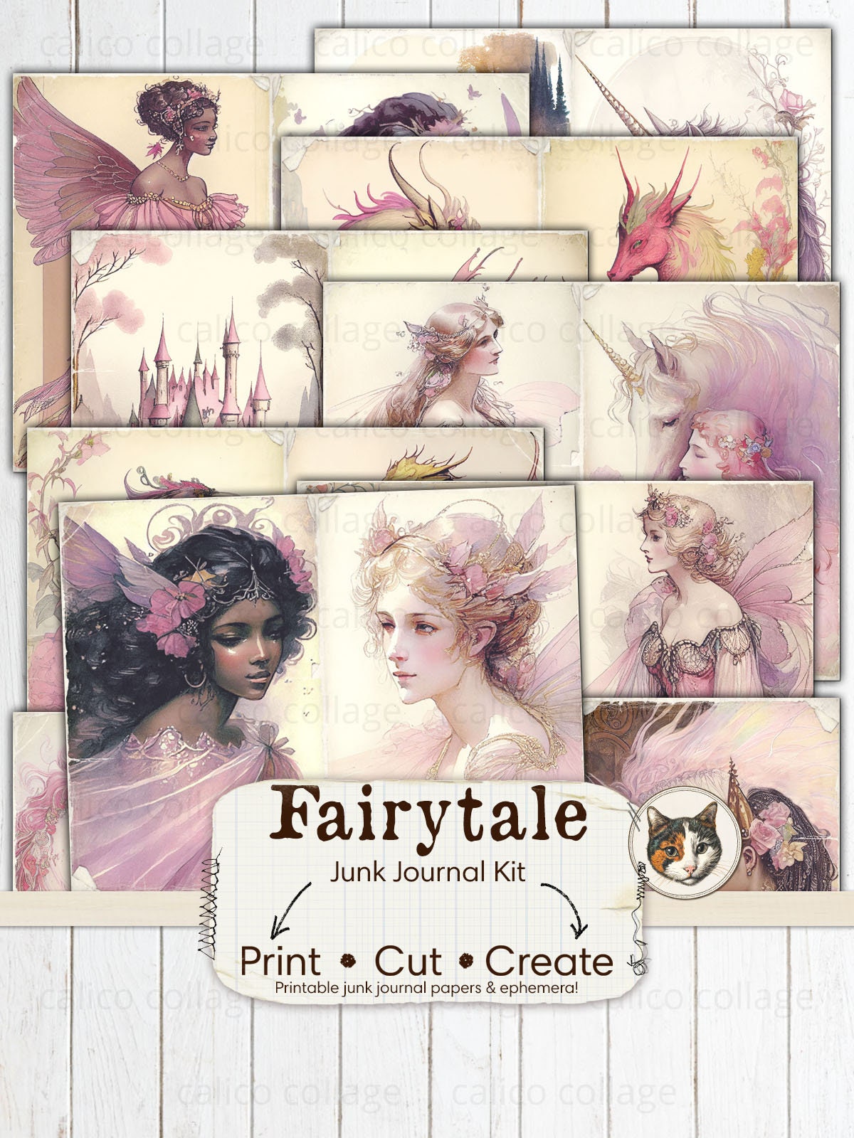 Enchanting Fairytale Junk Journal Kit, Vintage Printable Ephemera Pack ...