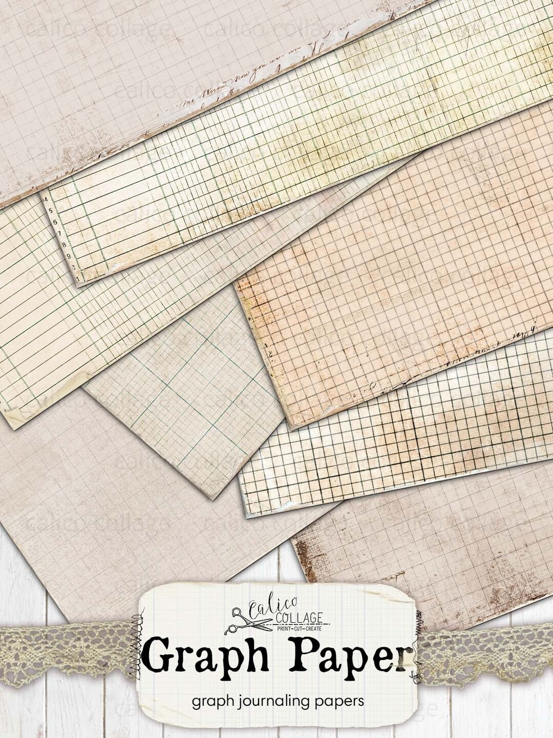 Printable Junk Journal Graph Paper, Blank Journal Pages for Junk ...