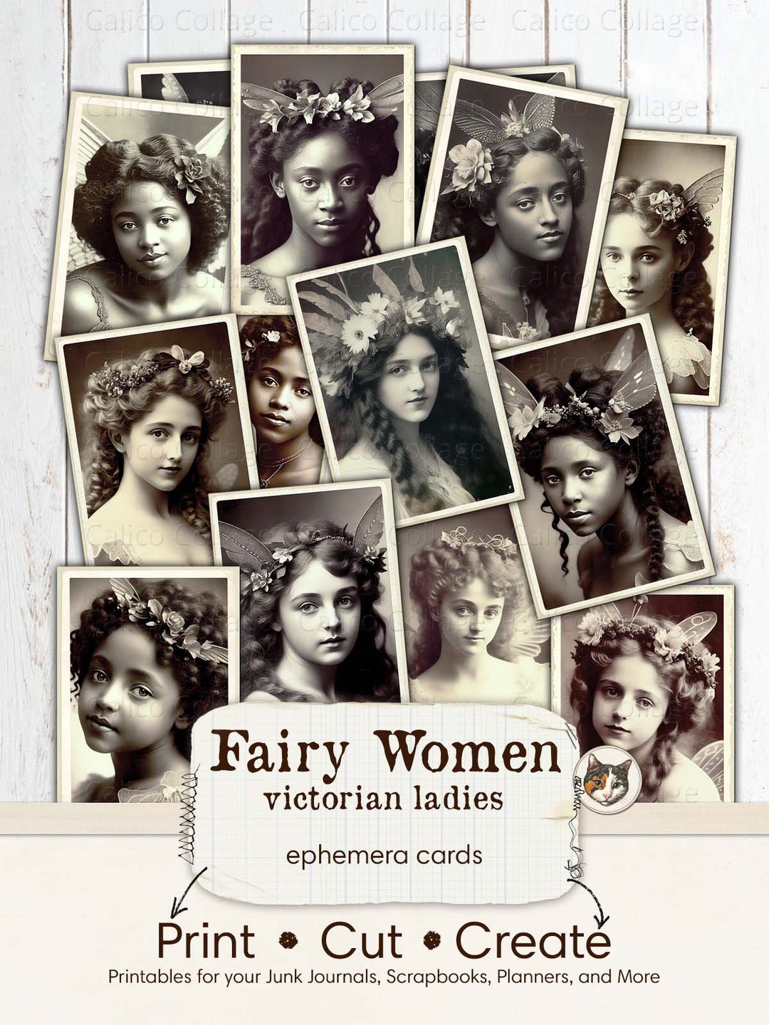 Victorian Fairies for Junk Journals, Valentine Printable Ephemera, Junk ...