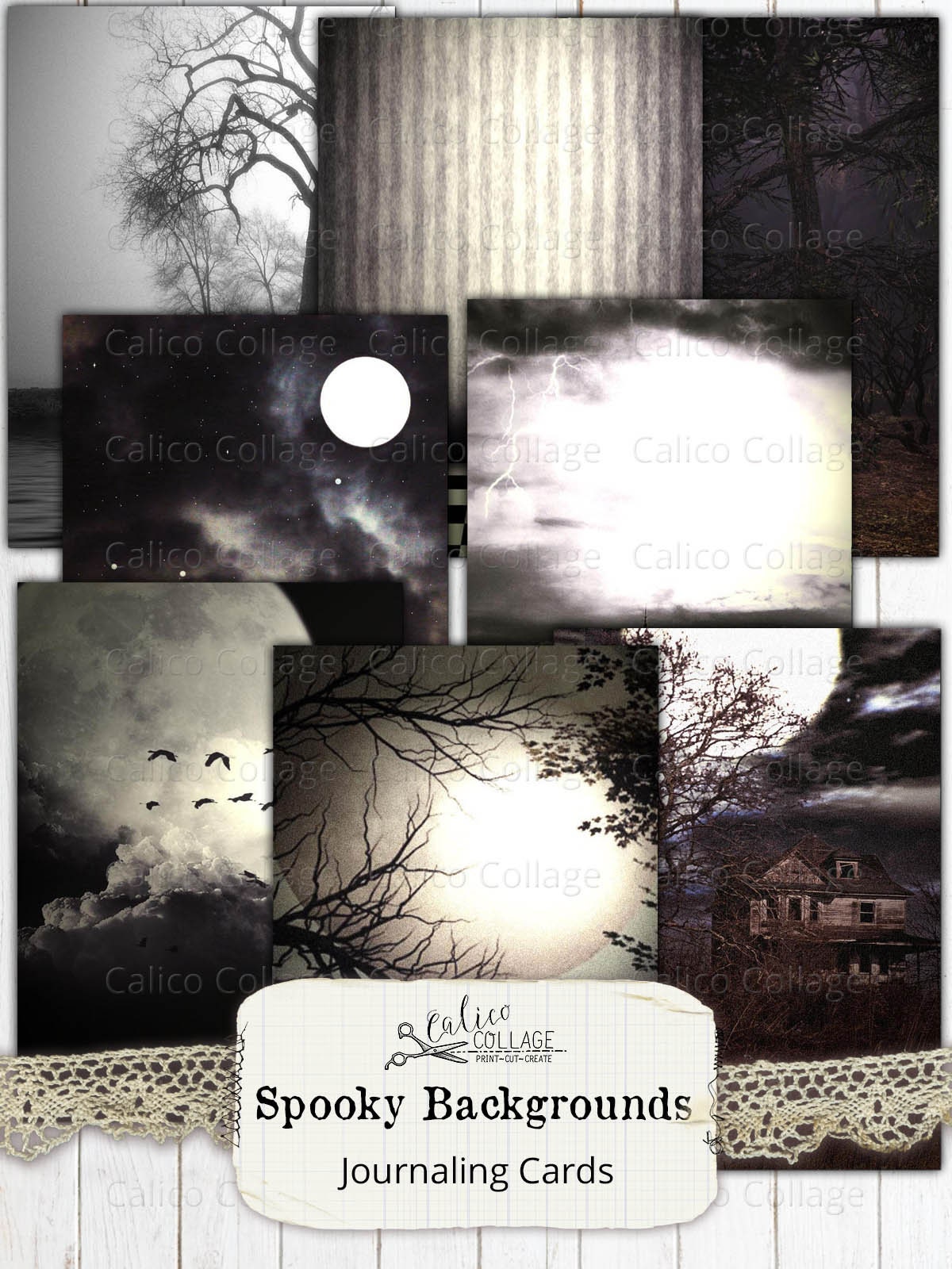 Printable Spooky Backgrounds Journaling Cards Halloween Mixed - Etsy