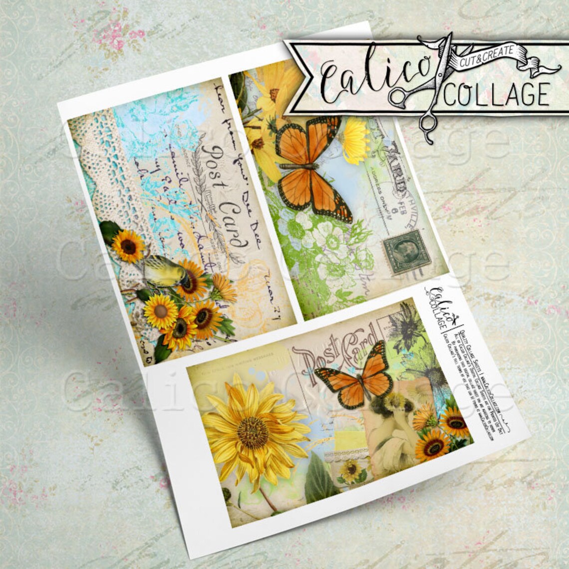 Printable, Digital, Postcards, Journaling Cards, Ephemera Pack, Vintage ...
