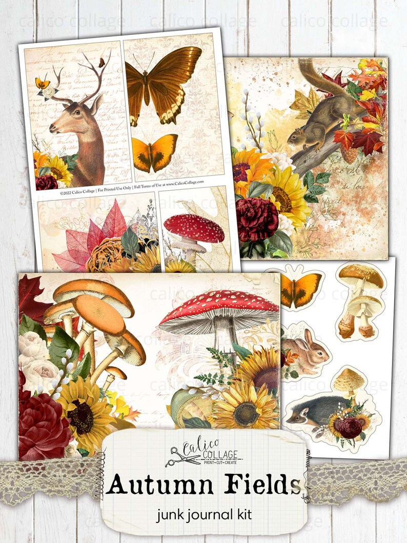 Fall Junk Journal Printable Ephemera, Nature Junk Journal Kit ...