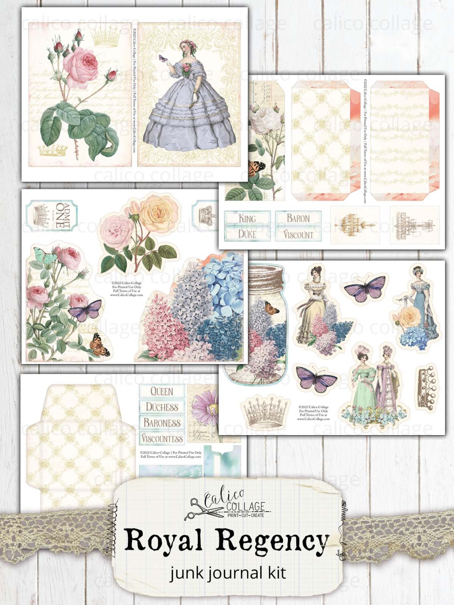 Royal Regency Junk Journal Kit, Regency Fashion Ephemera, Floral ...