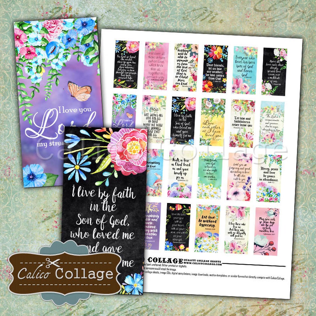 Bible Verses Printable Download Digital Collage Sheet 1x2 Domino Size ...