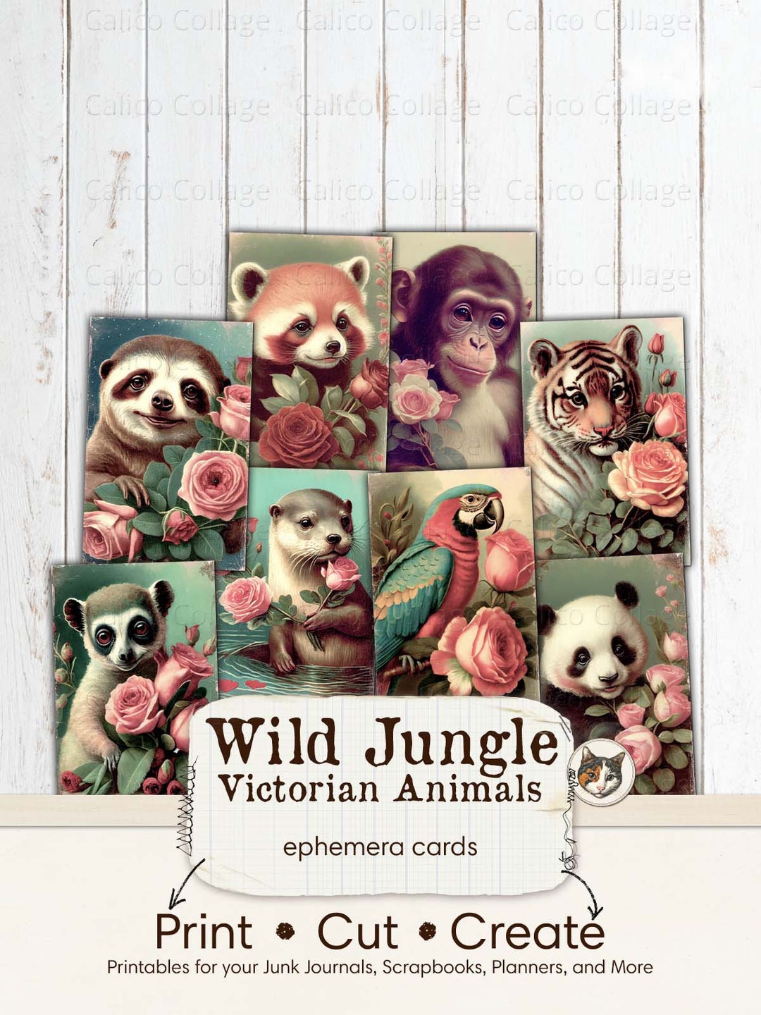 Wildlife Ephemera for Junk Journals, Printable Ephemera Jungle Animal ...