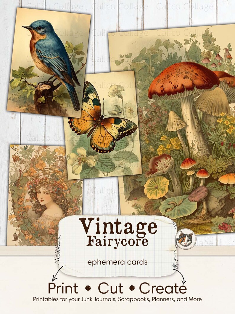Fairy Ephemera for Junk Journals, Printable Fairycore Ephemera Cards ...