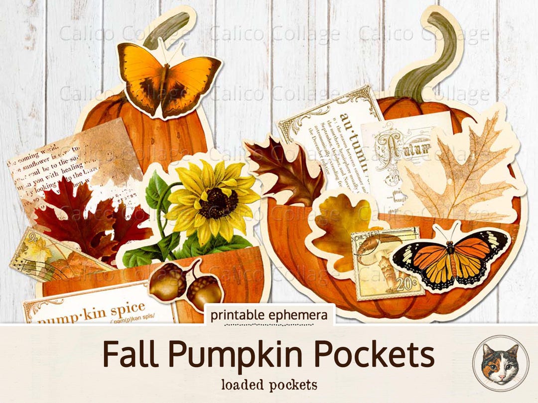 Fall Junk Journal Pockets, Autumn Ephemera, Pumpkin Pockets, Fall ...